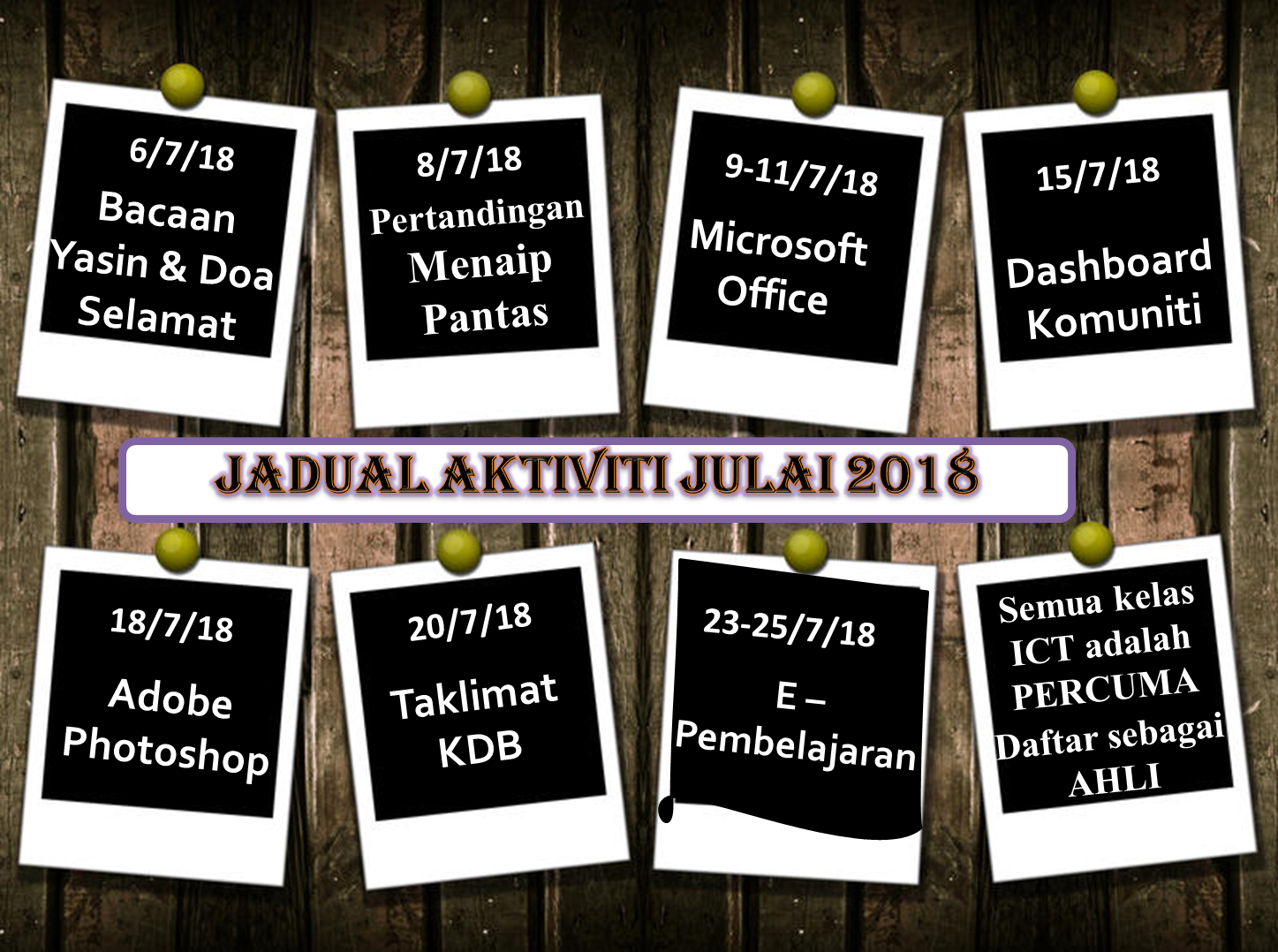 JADUAL BULAN JULAI – NADI Muzim Taiping